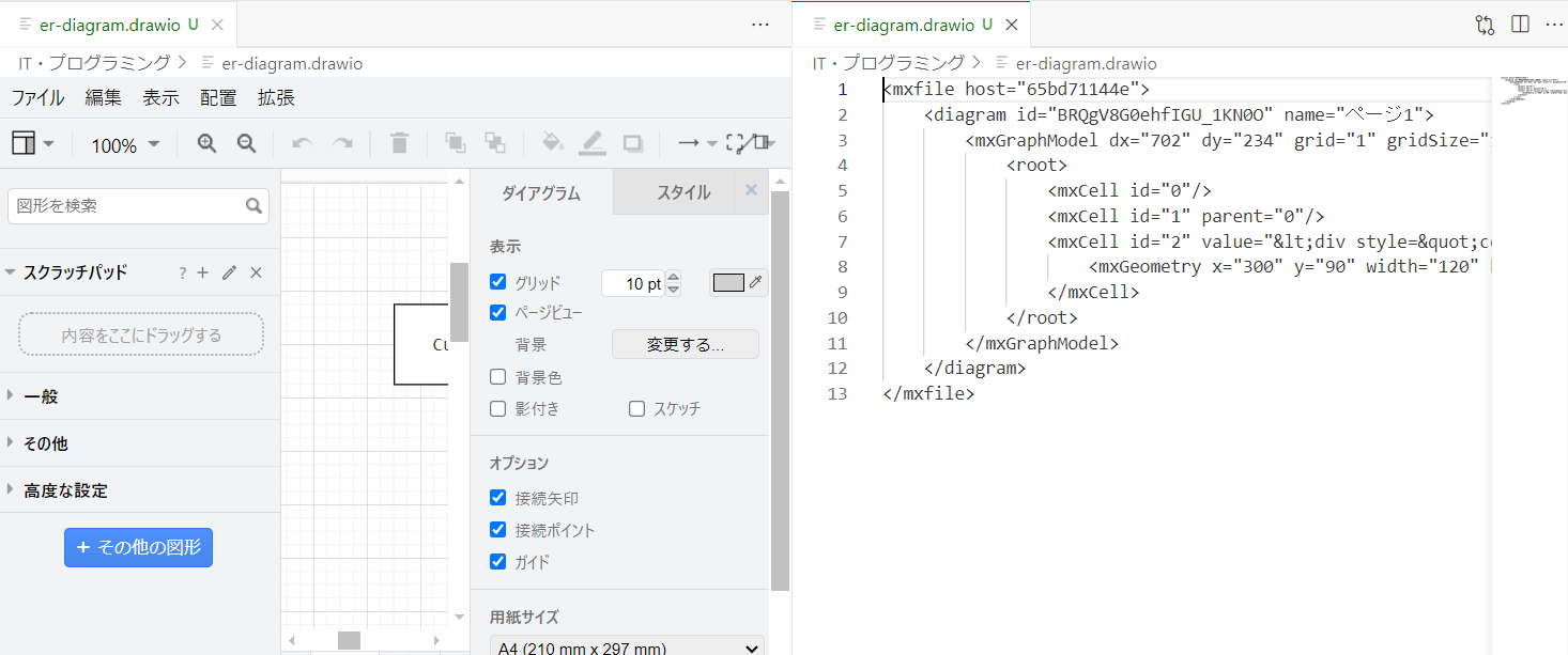 VSCode+draw.ioで簡単にER図を作成する方法 | lifetechia